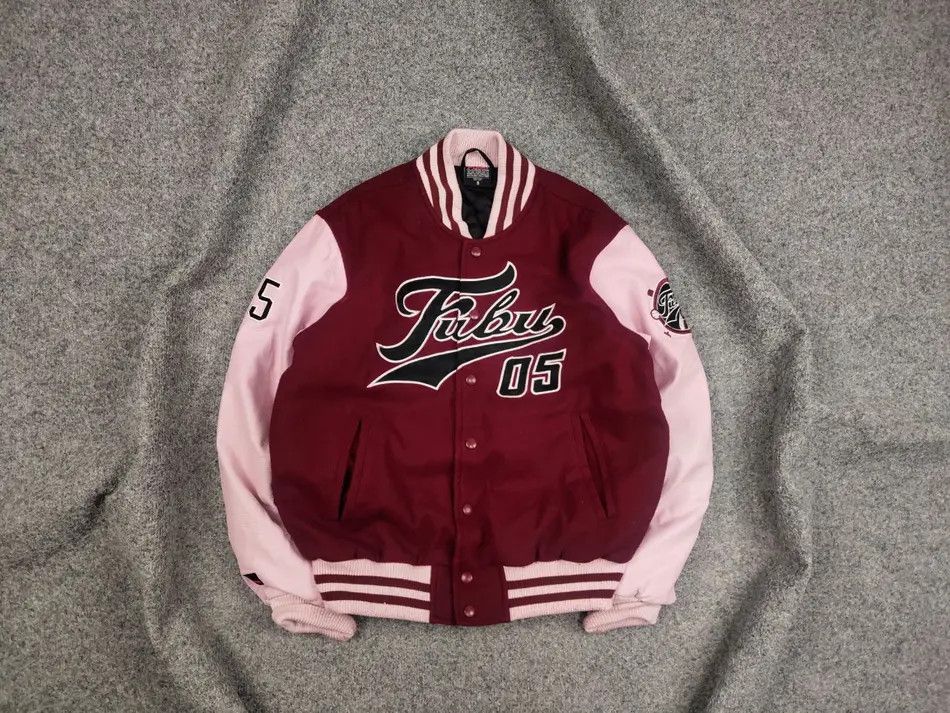 Vintage FuBu Varsity Bomber Jacket Wool Pink Logo Vintage Y2K style ...
