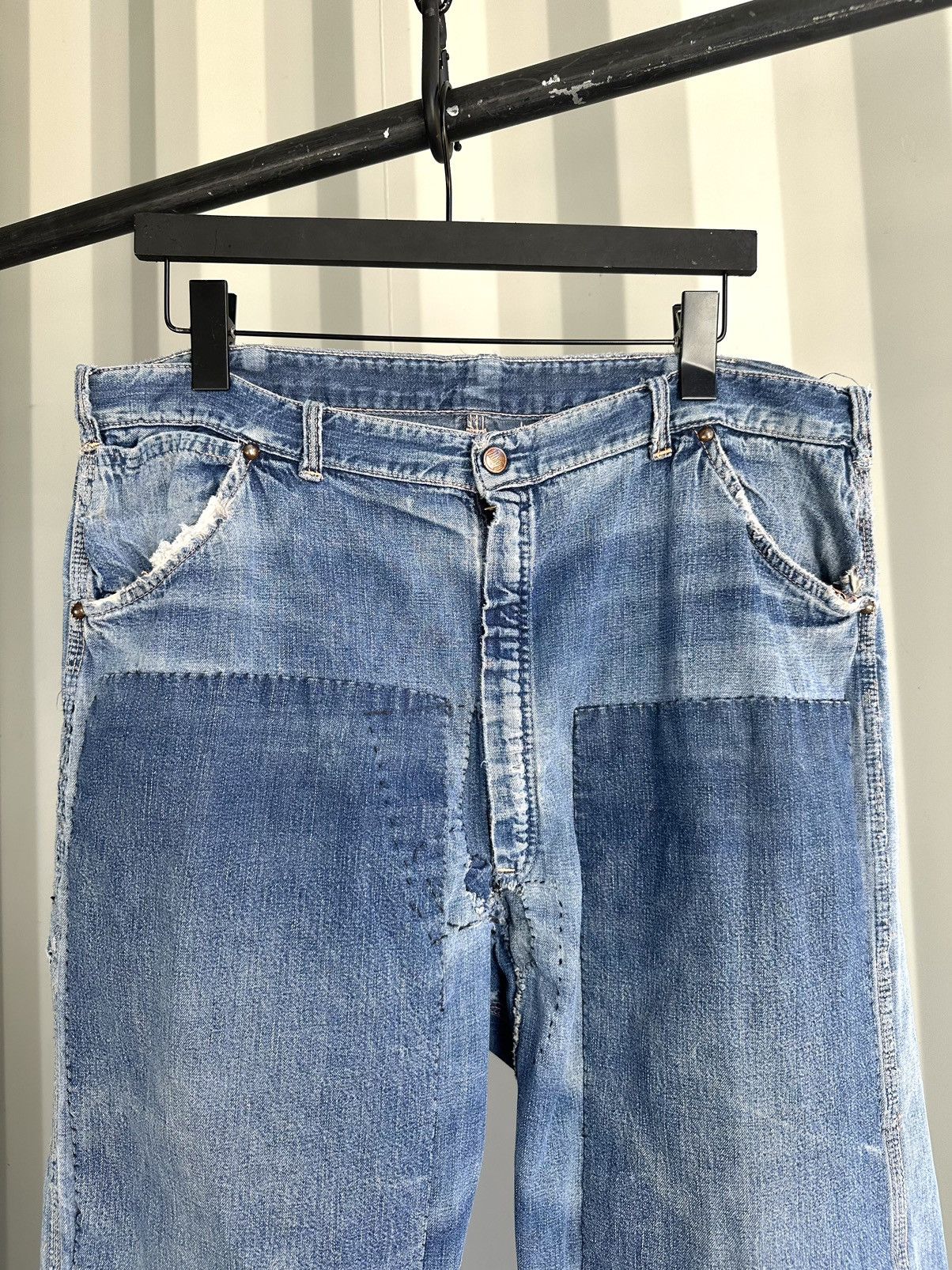 Vintage Thrashed Repaired Denim Farm Jeans | Grailed
