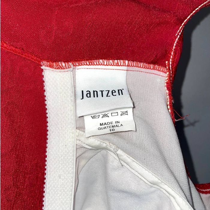 Jantzen Vintage Janzten Red Low Back Red Floral Pattern Swimsuit 10 ...
