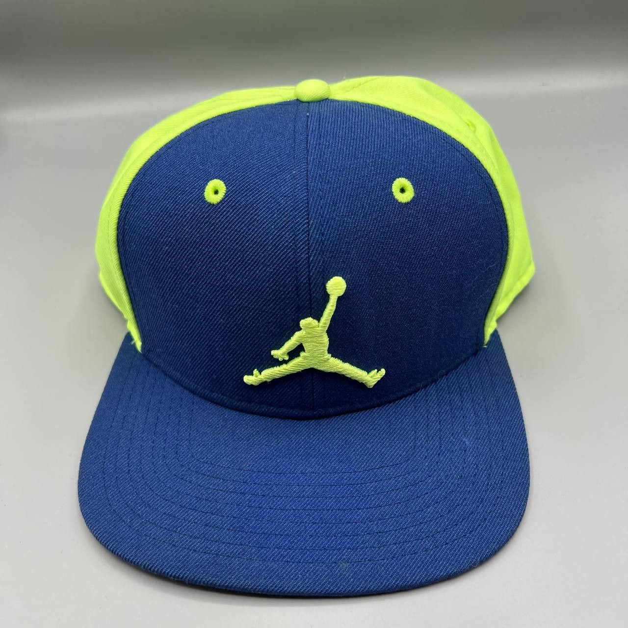 Jordan Brand Air Jordan Hat Men Blue and Lime Jumpman Snap Back Cap ...