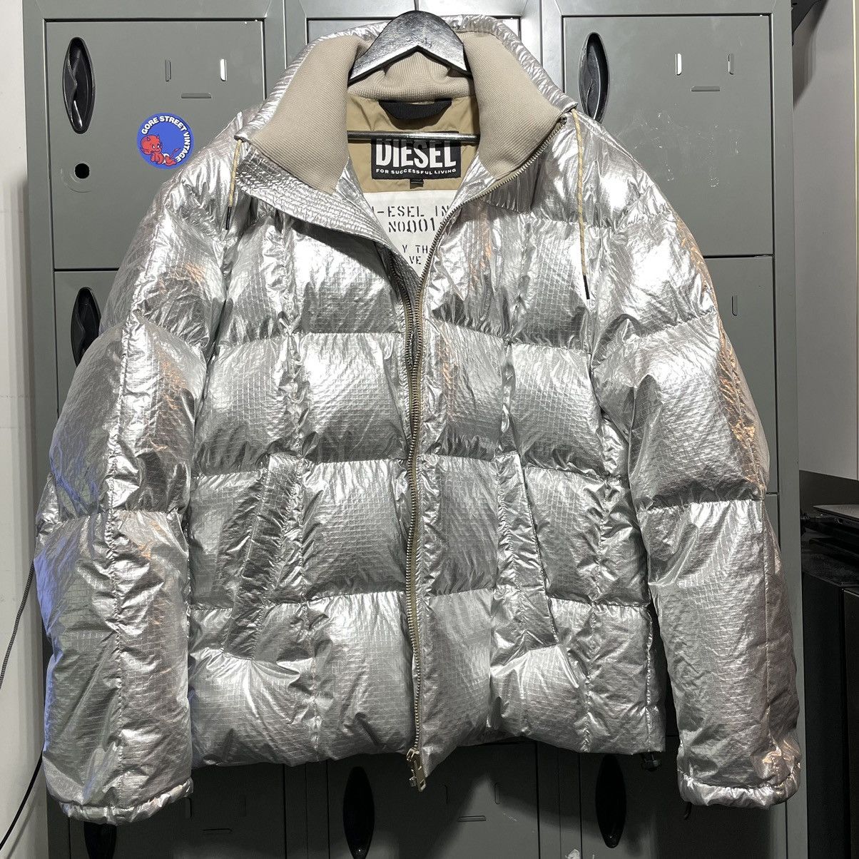 Diesel Diesel Astronaut Puffer shiny silver UFO project space | Grailed