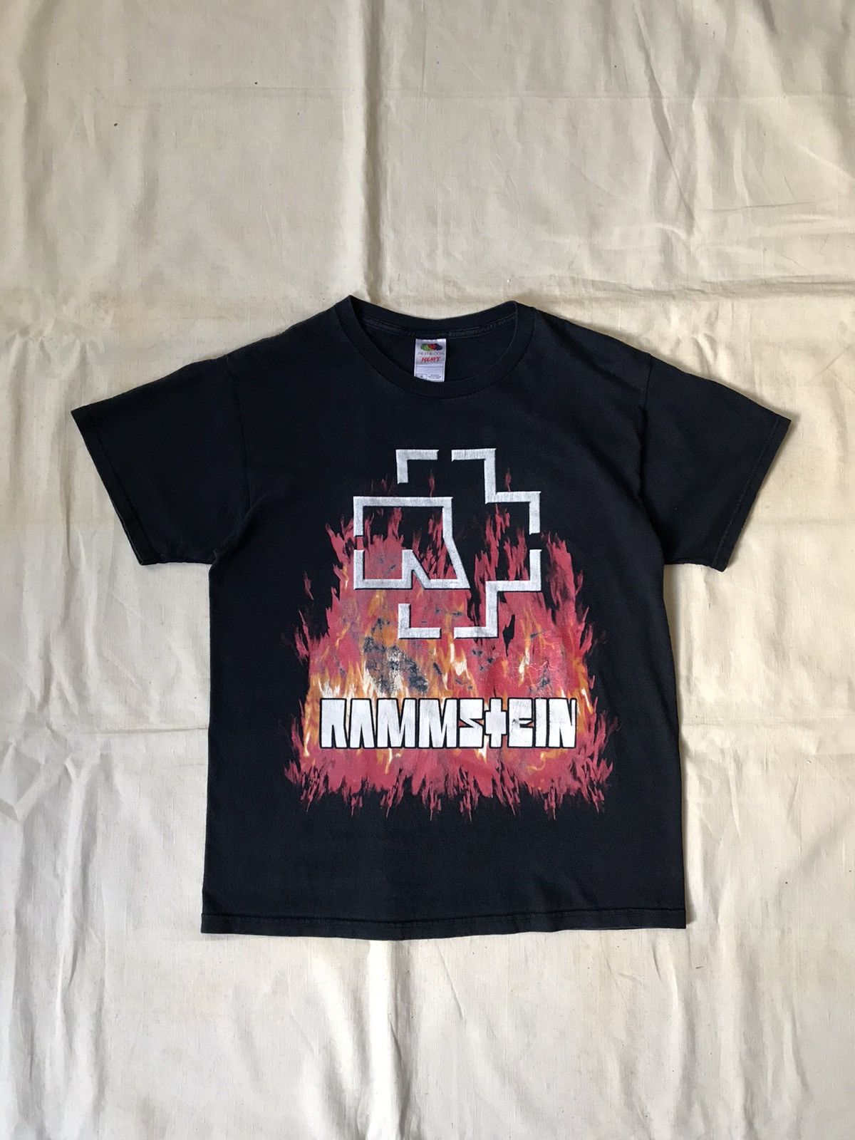 Vintage Early 2000s Vintage Rammstein Flames Faded Black T Shirt | Grailed
