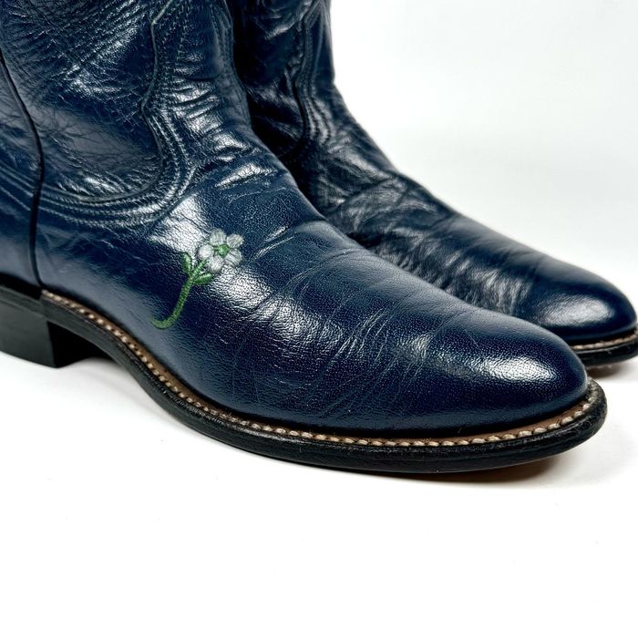 Nocona Boots Vintage Nocona Boots Navy Blue Flower Roper Cowboy Boots 5 ...