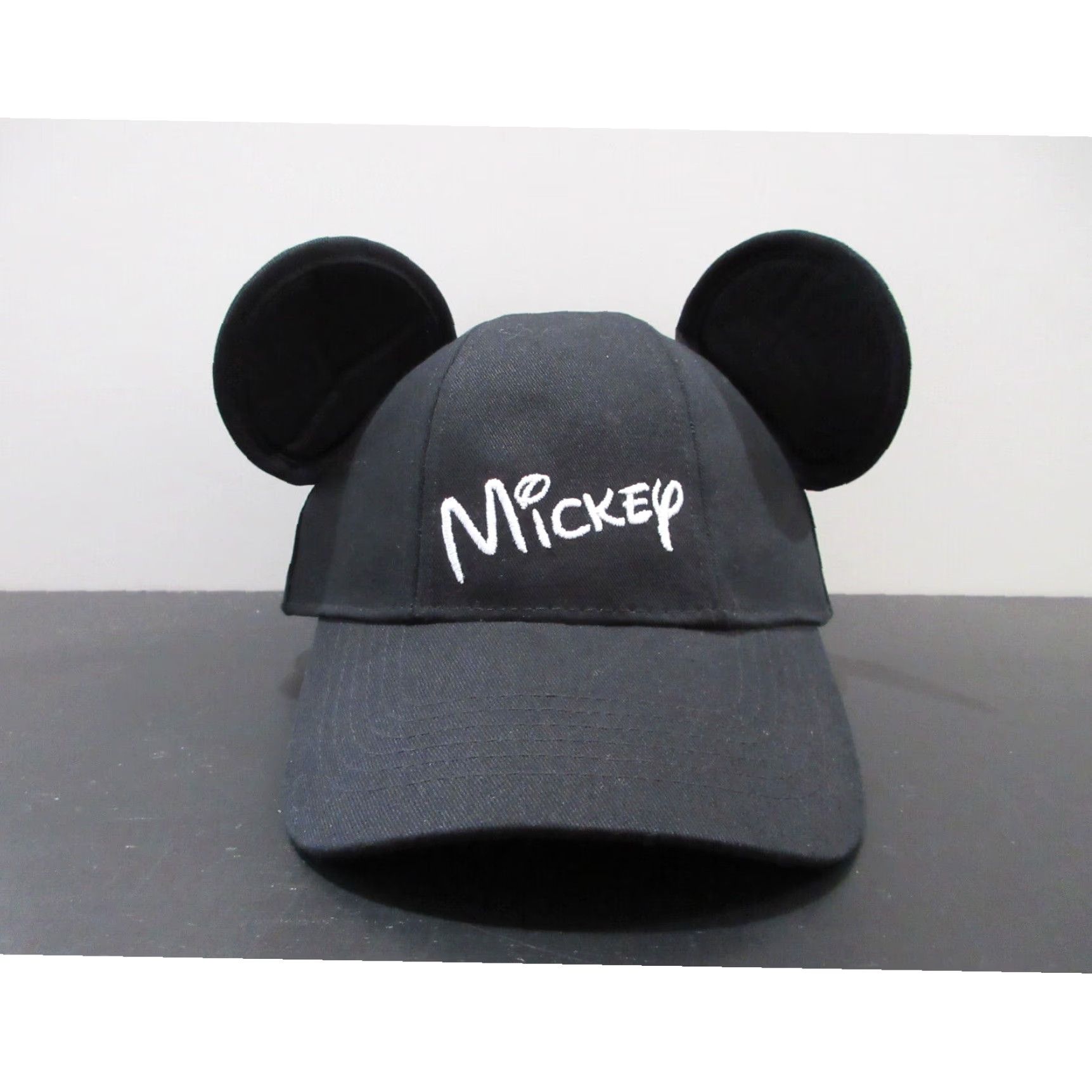 Disney Mens Magic Kingdom Black and White Logo Mickey Mouse Ears Snap ...