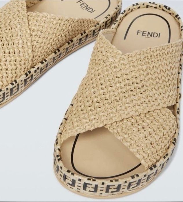 Fendi Fendi Raffia Slides | Grailed