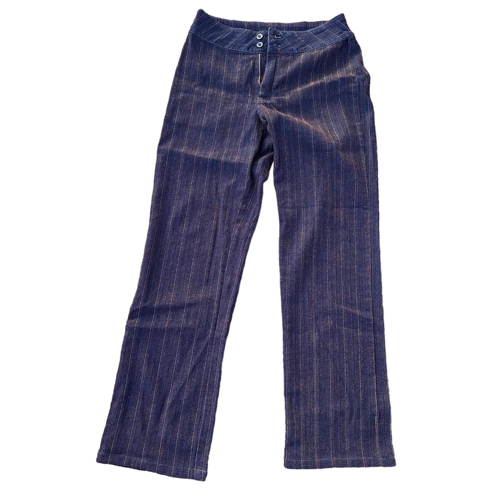 Vintage Navy Blue Herringbone Pinstripe French Dressing Pants | Grailed