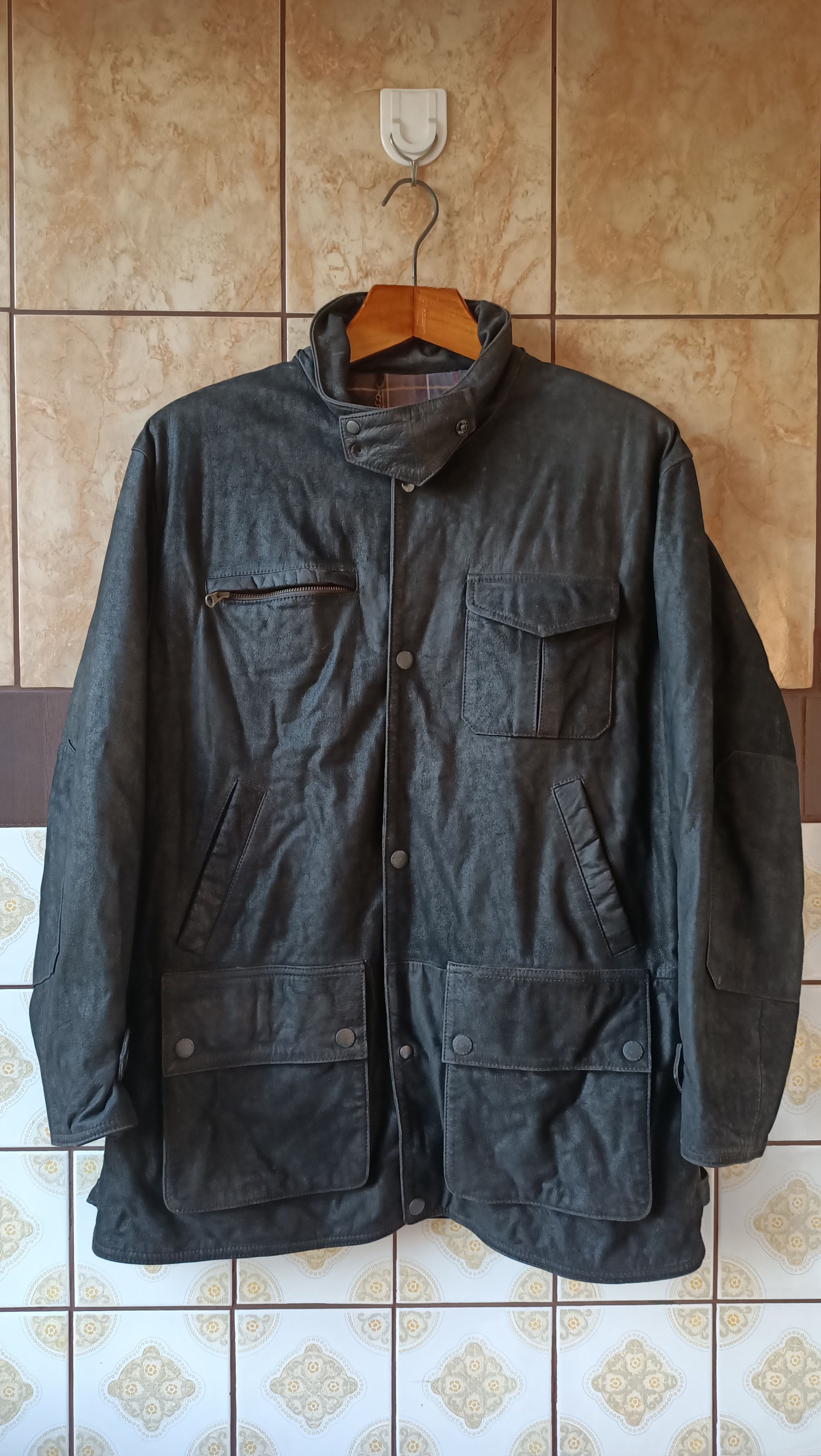 Barbour × Hunter Vintage Leather Barbour Bushman jacket | Grailed