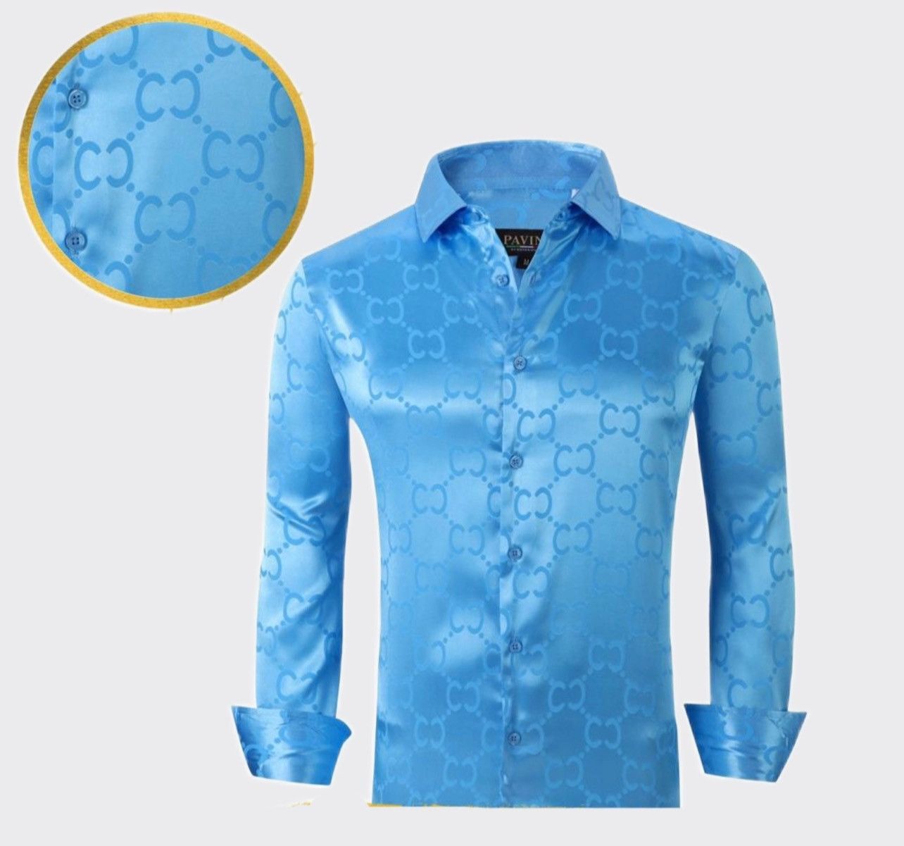 Streetwear × Vintage Medium Pavini Light Blue Infinite Pattern Dress ...