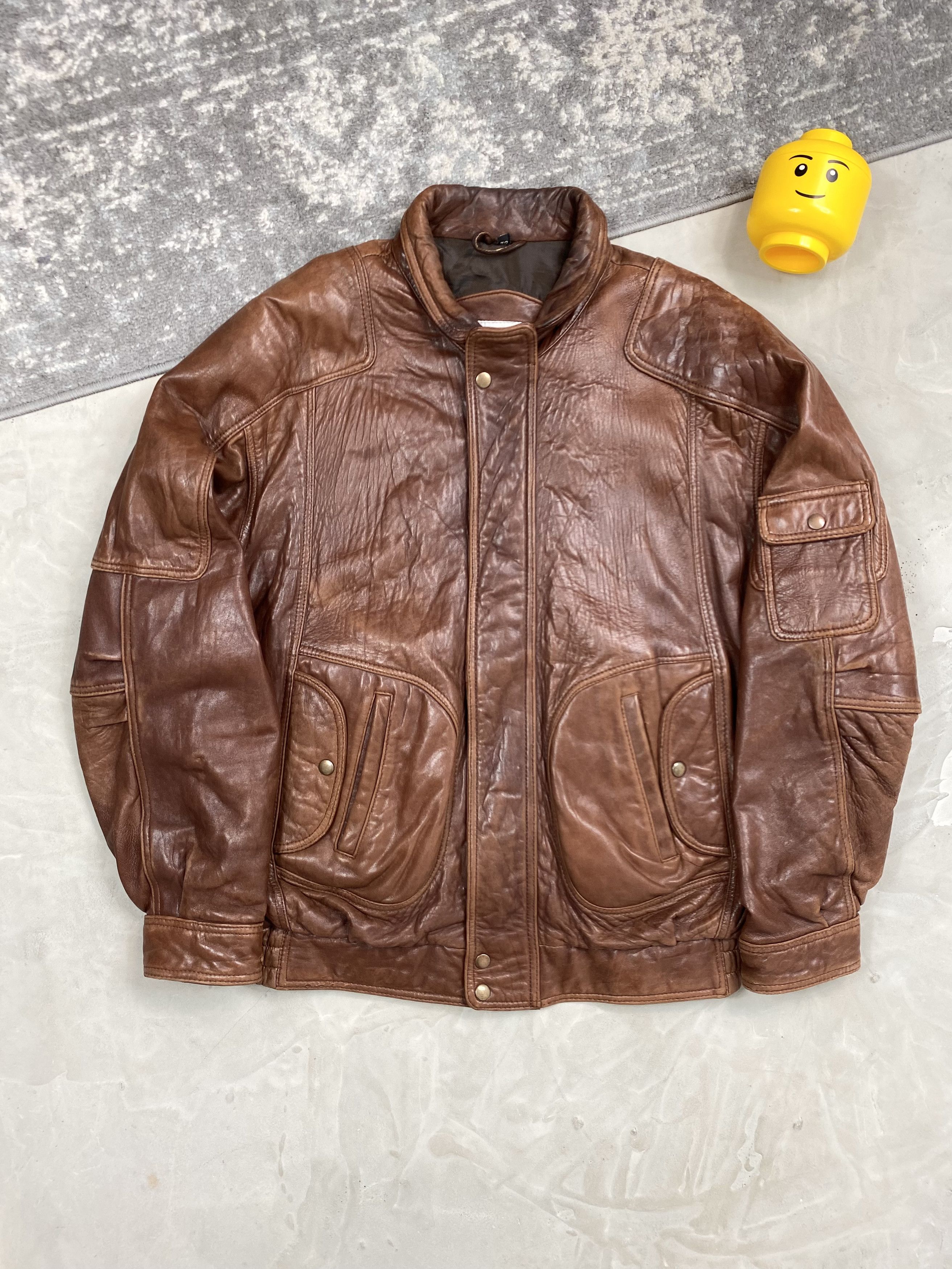 Designer × Leather Jacket × Vintage Leather Jacket Vintage Brown ...