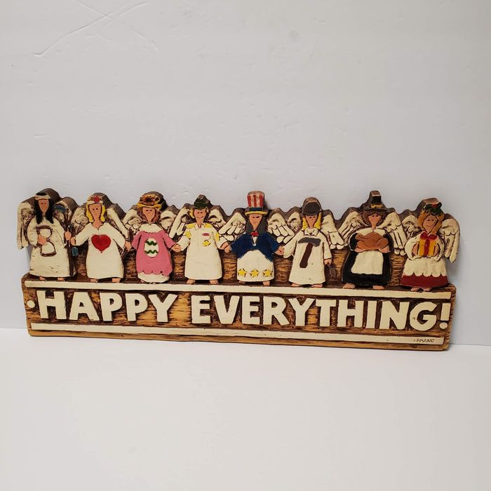 Vintage Happy Everything Wooden Sign Plaque, Signed Al Pisano, Count ...