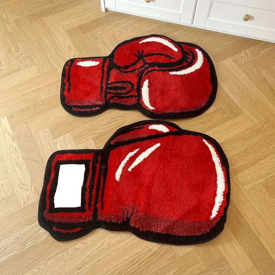 Custom Two Red Boxing Gloves Tufted Fluffy Rug Carpet | Grailed