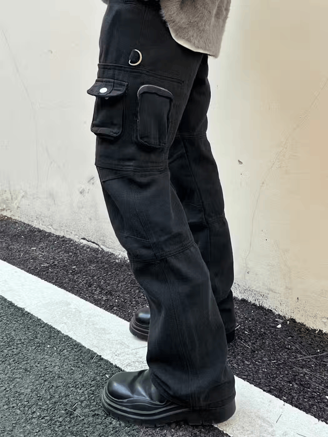 Vintage Black utility tactical flared cargo pants | Grailed