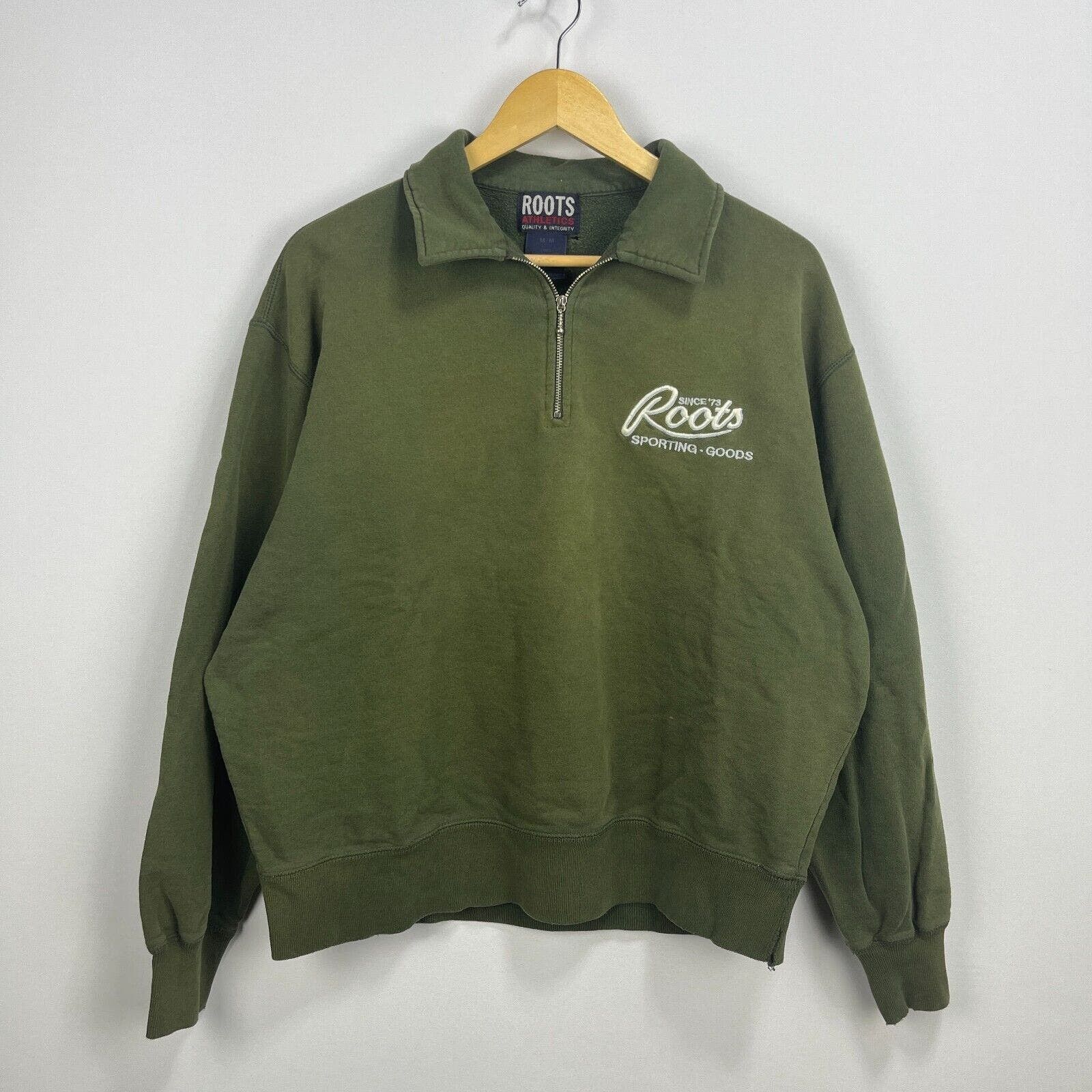 Roots × Vintage Vintage 90s Roots Quarter Zip Sweatshirt Made in Canada ...