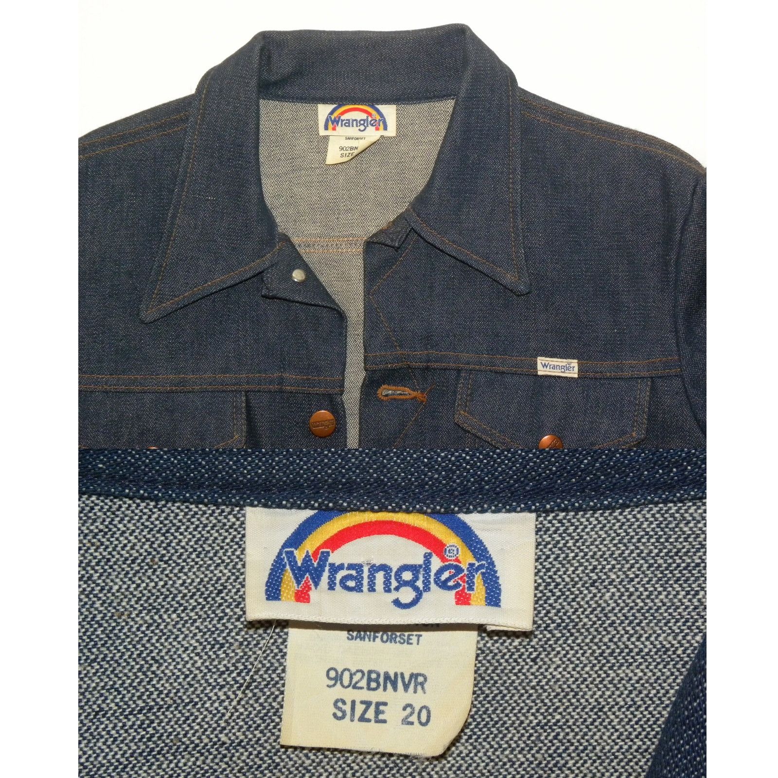 Wrangler 70's Wrangler Raw Denim USA 902BNVR Rainbow Label Jacket | Grailed