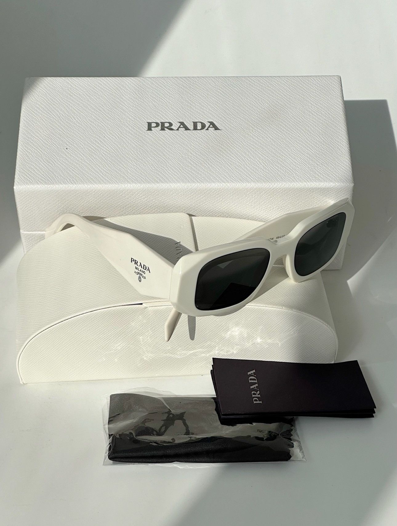 Prada × Streetwear × Vintage PRADA 2023 Runway Symbole White Sunglasses ...