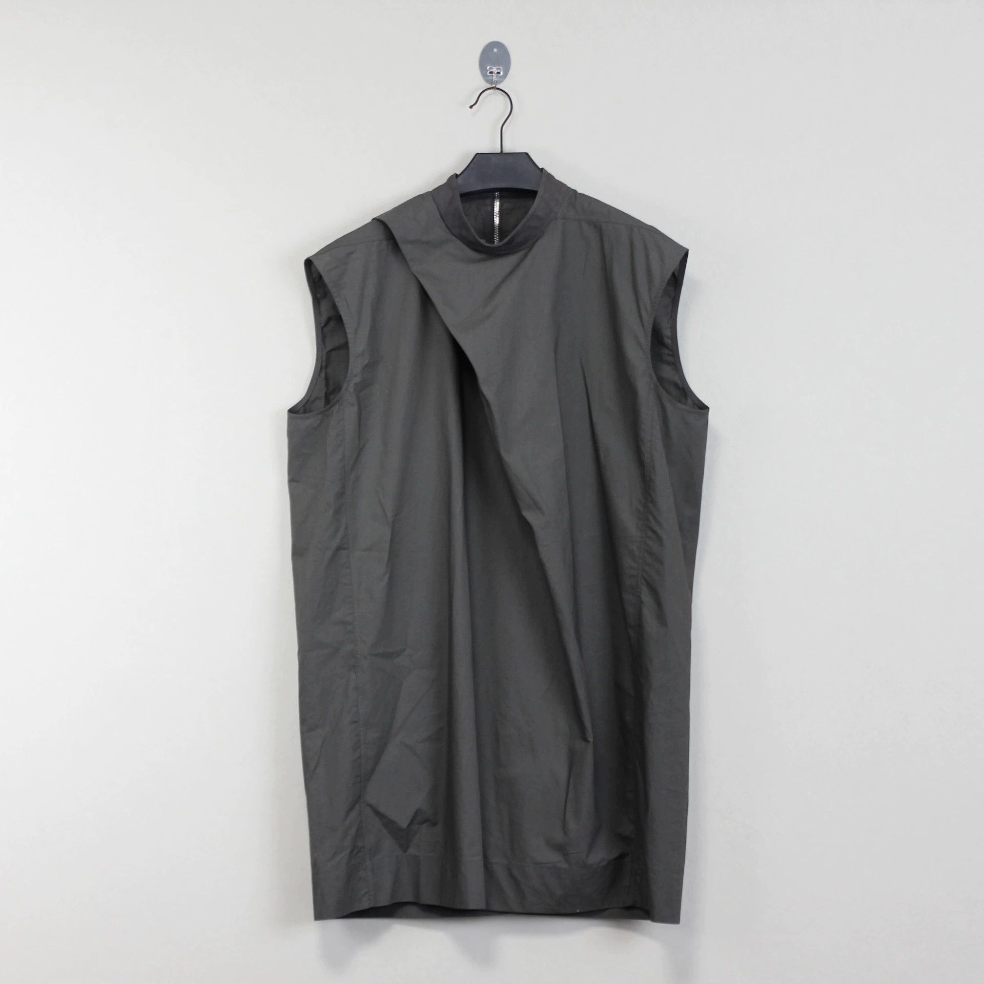 Rick Owens Rick owens main line gray inclined placket zipper vest -DMC ...