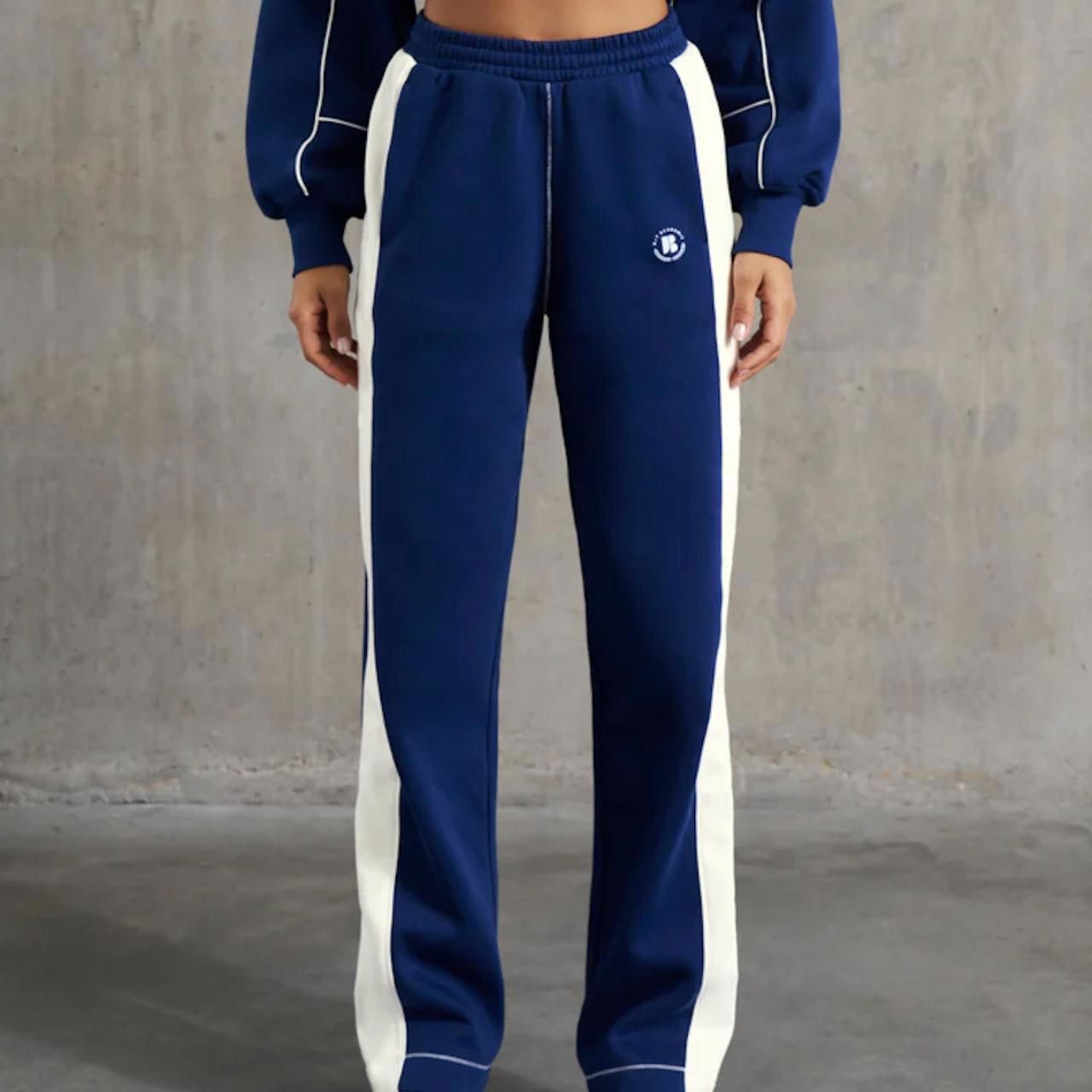 Designer wide leg sweatpants in navy & white💙 | Grailed