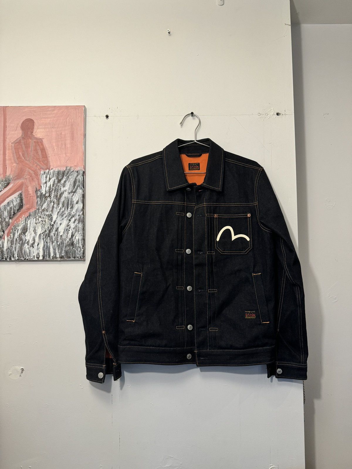 Evisu EVISU SEAGULL PRINT SELVEDGE DENIM TRUCKER JACKET TYPE 1 | Grailed