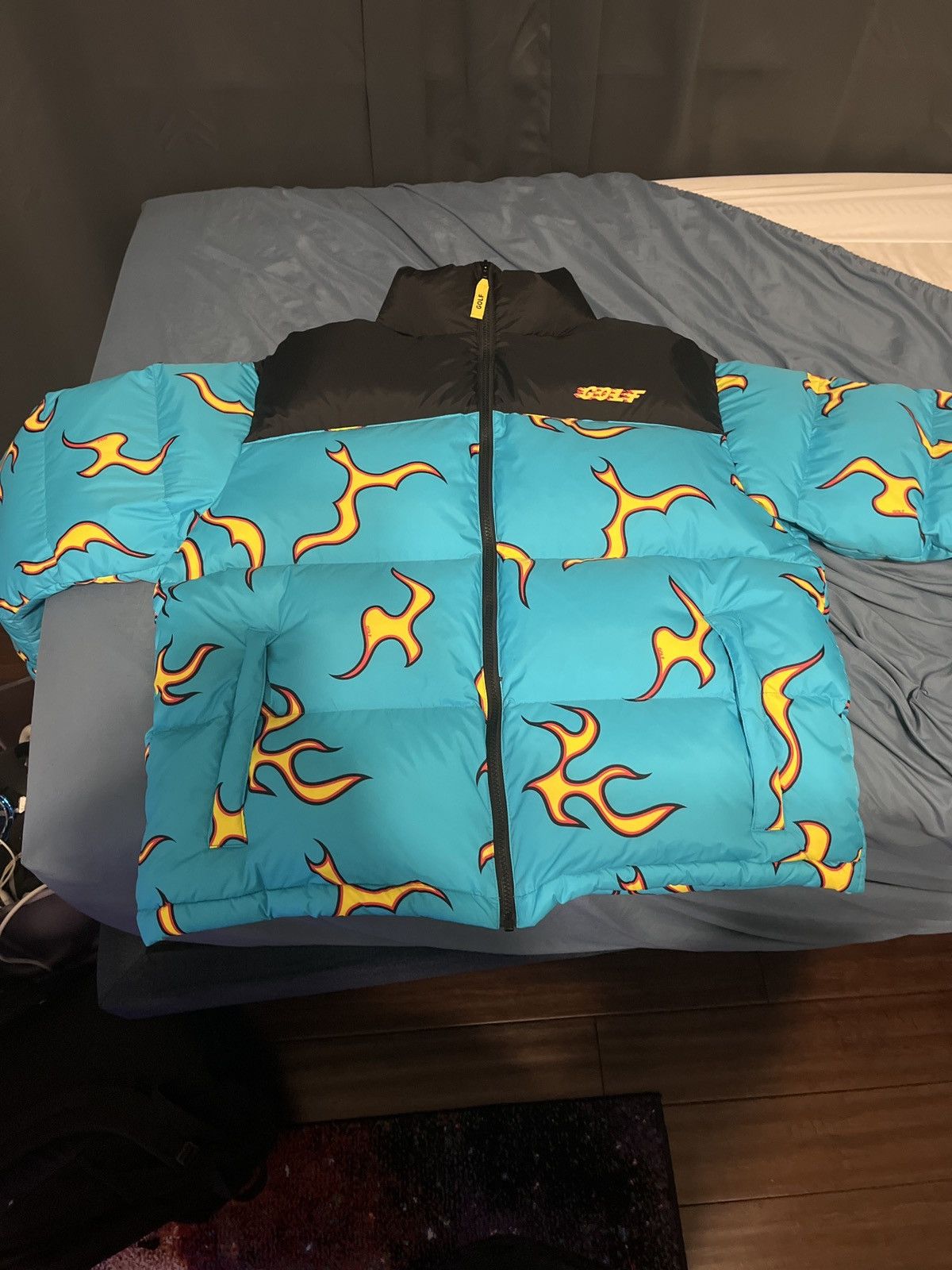 Golf Wang × Tyler The Creator 2023 Golf wang flame puffer jacket | Grailed