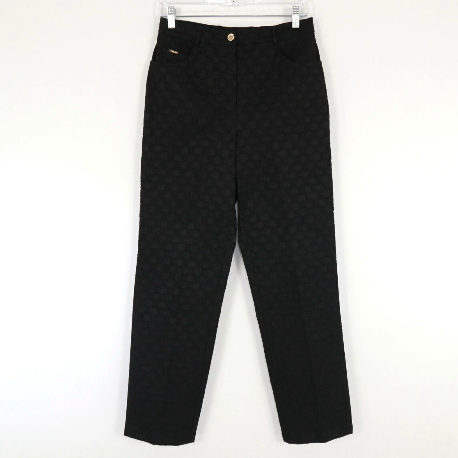 Vintage St. John Sport Signature Pants 6 Black Straight Leg Damask Logo ...
