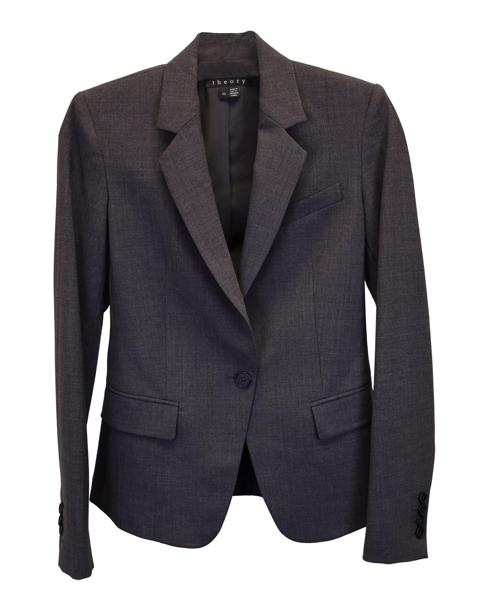 Theory Charcoal Wool Slim-Fit Blazer for a Sophisticated Look | Grailed