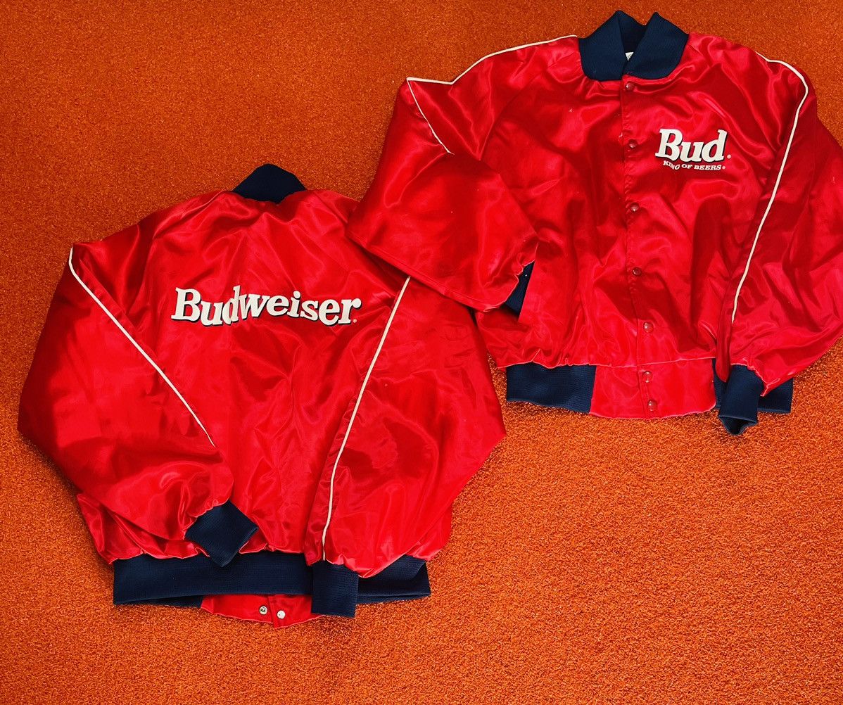 Vintage 1980s Budweiser Satin Bomber Jacket Shiny USA L . Lot Of 2 ...