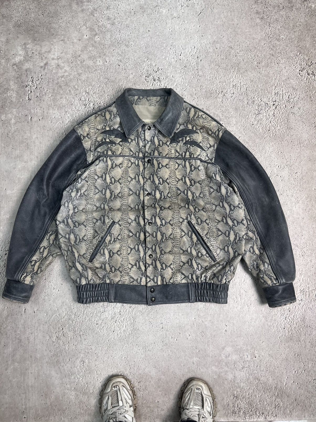 Archival Clothing × Bomber Jacket × Leather Jacket VARSITY BOMBER 00s ...