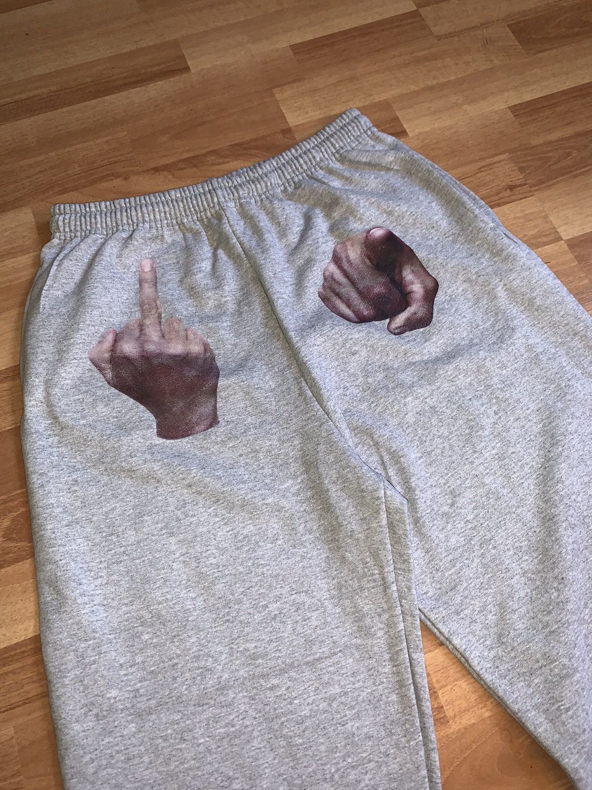 Vintage Grey Middle Finger Sweatpants | Grailed