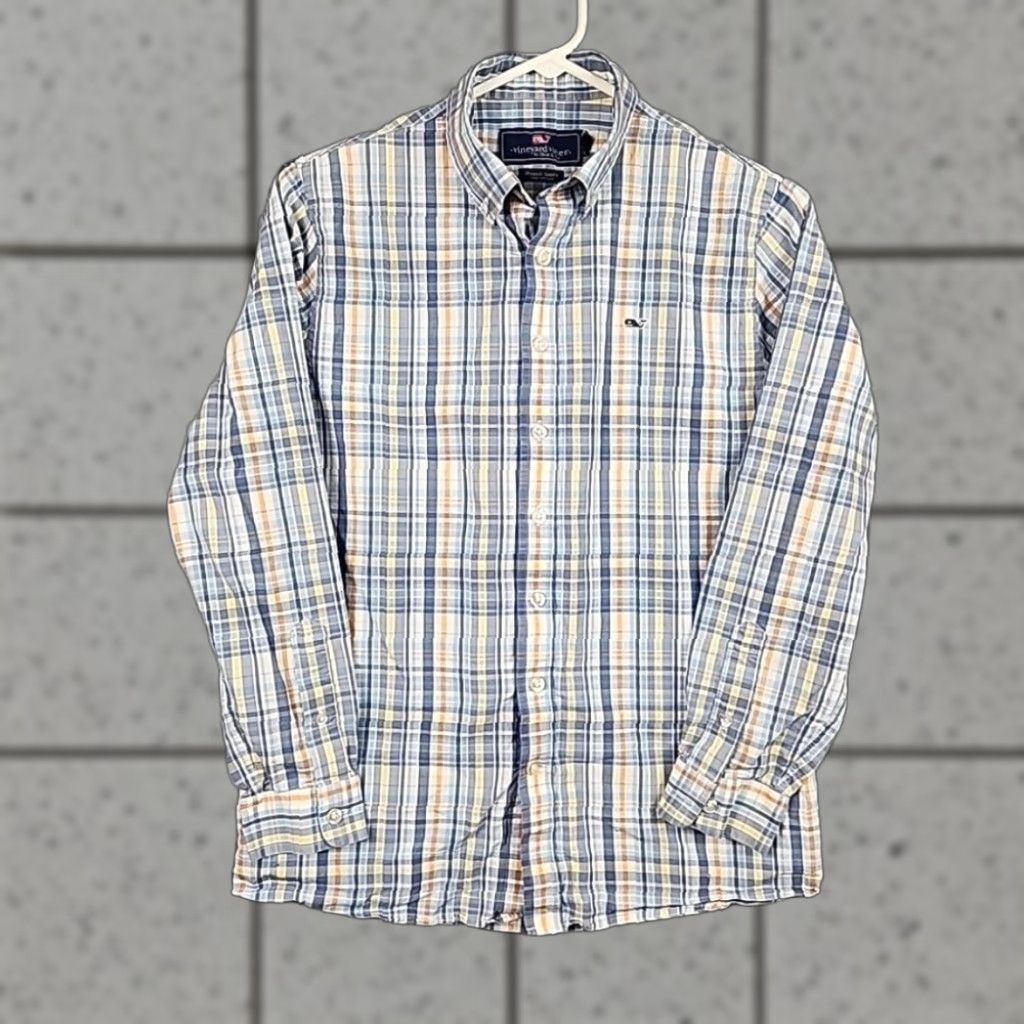 Vineyard Vines Vineyard Vines Blue Plaid Long Sleeve Button Up Womens ...