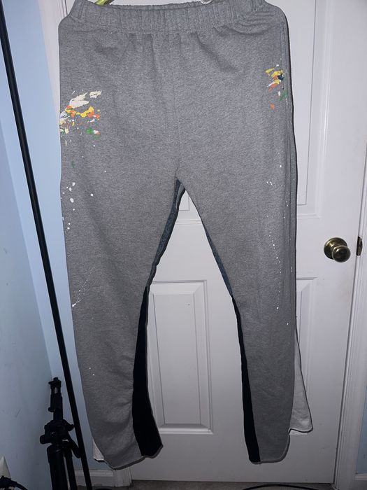 MNML Flared paint splatter sweatpants | Grailed