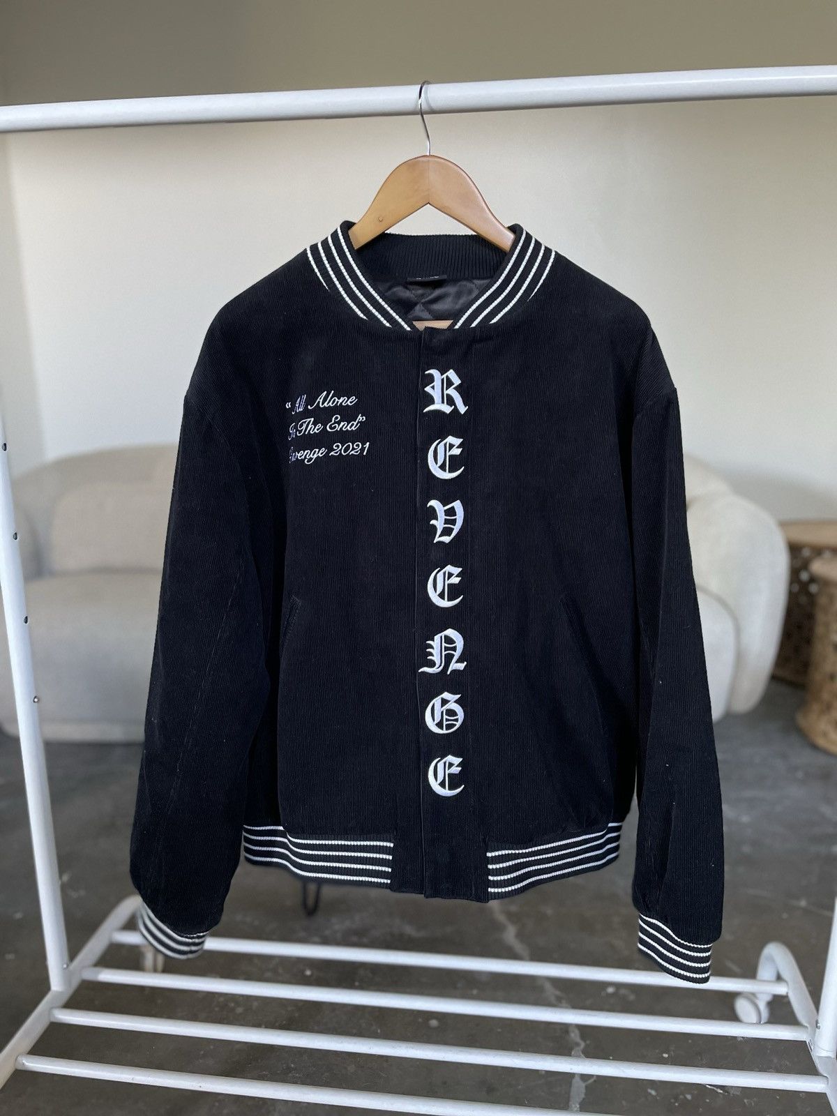 Revenge Black corduroy Revenge letterman’s Jacket XL | Grailed