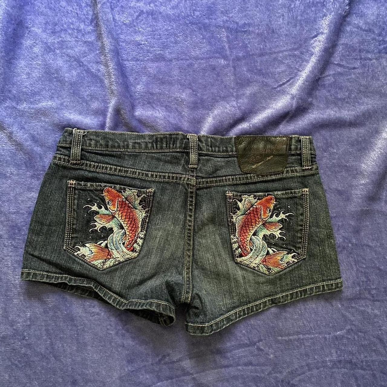 Vintage Ed Hardy Koi Fish Embroidered Jean Shorts | Grailed