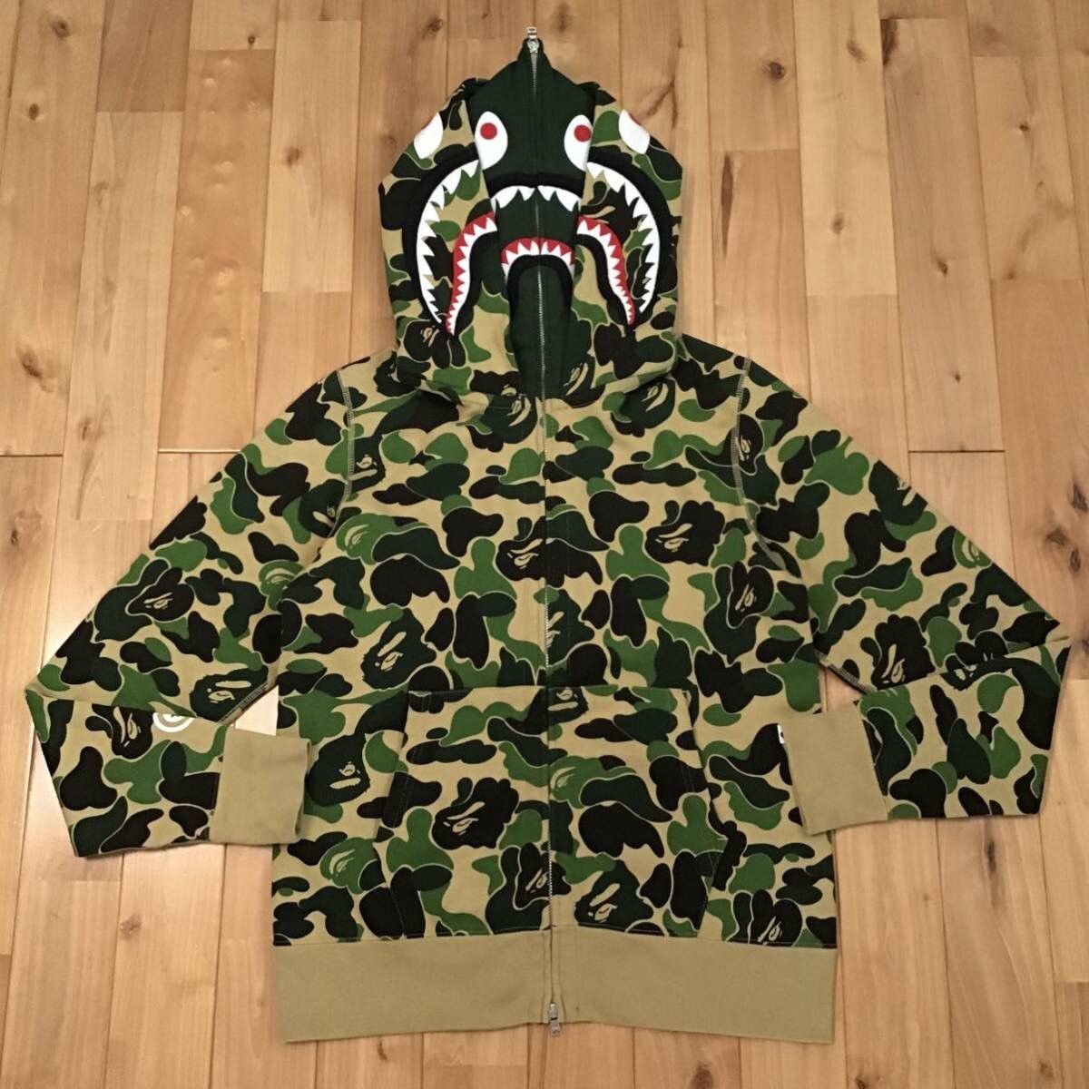 Bape BAPE Double shark full zip hoodie ABC camo green APE | Grailed