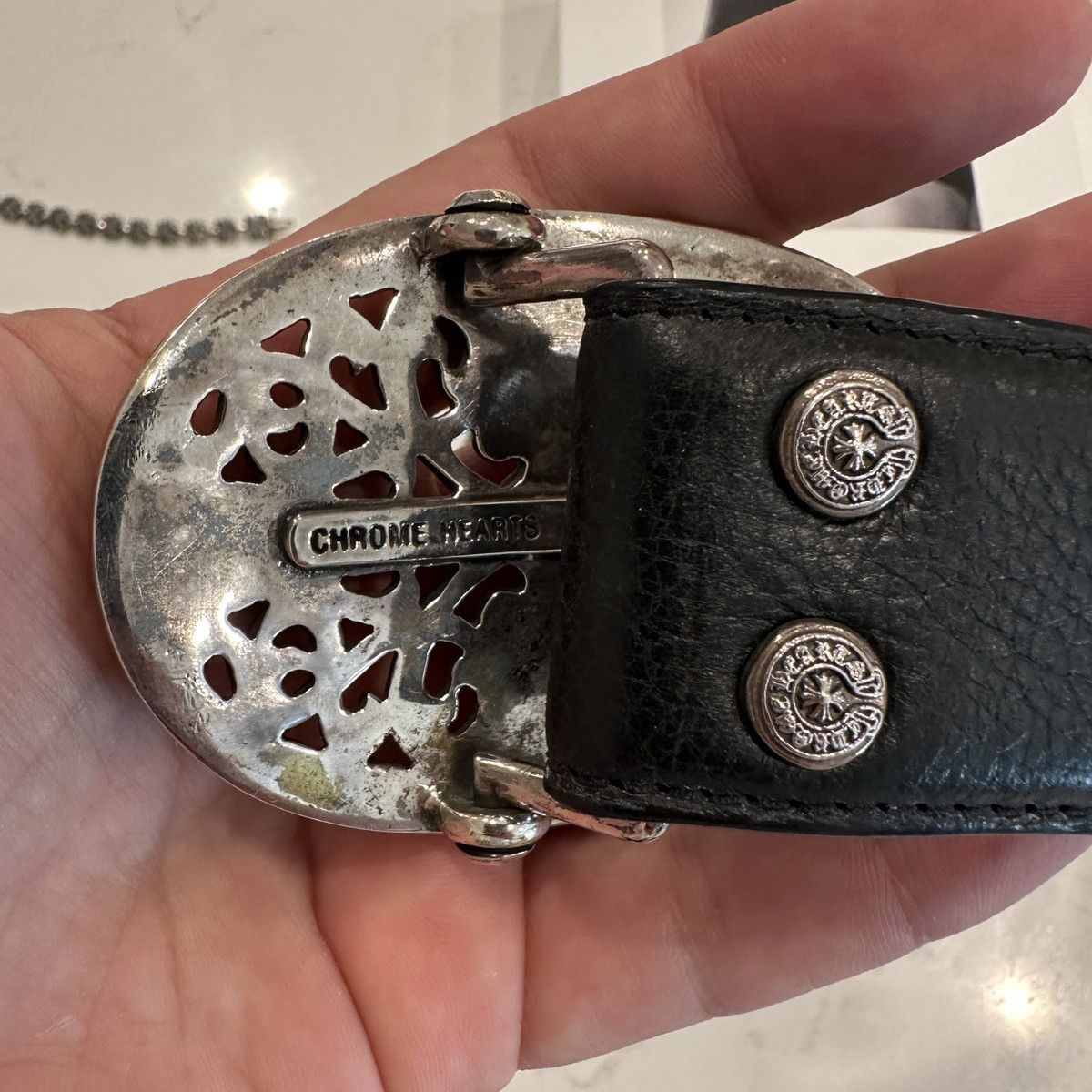 Chrome Hearts CH LEATHER BELT + BUCKLE | Grailed