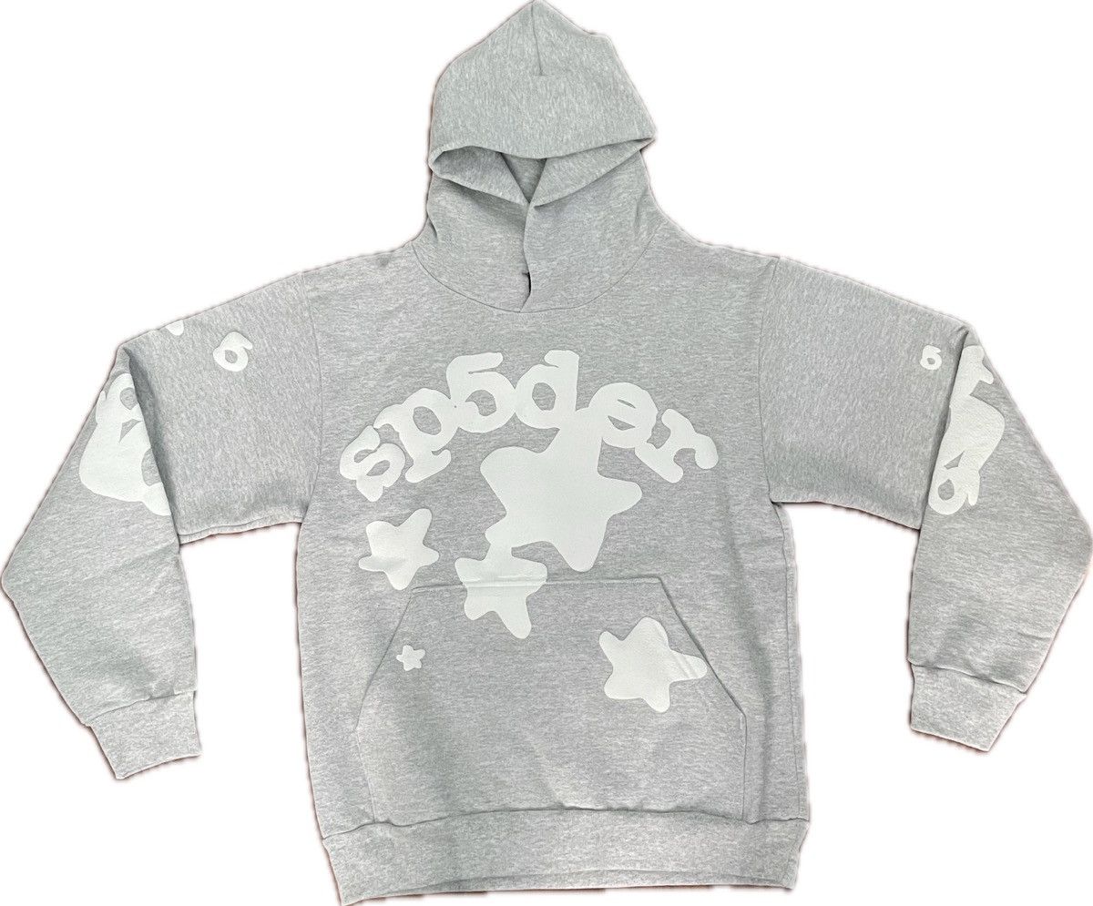 Sp5der Sp5der Worldwide Spider Beluga Grey Hoodie | Grailed