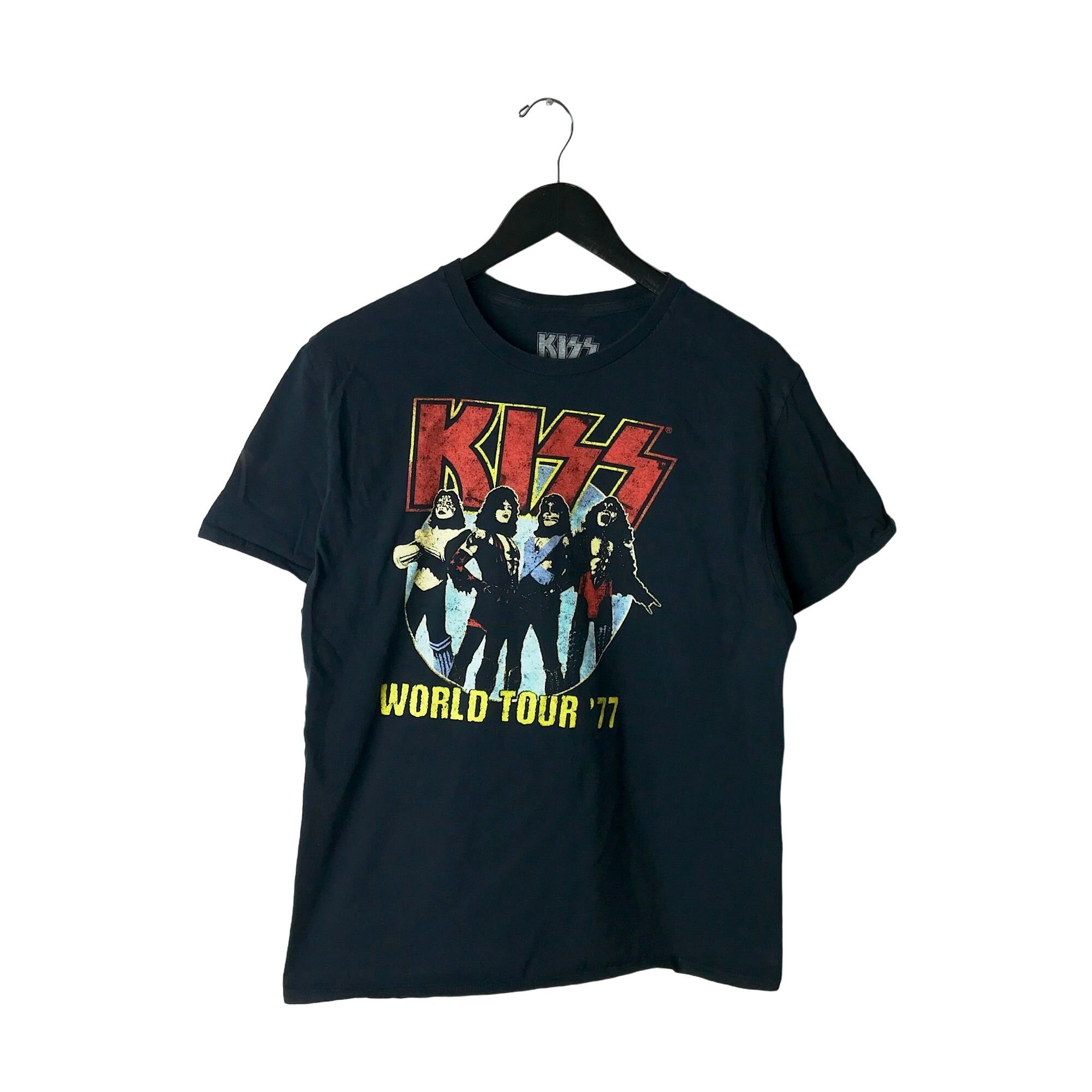 Kiss × Rock Band × Tour Tee Kiss World Tour T Shirt Adult Black L Large ...