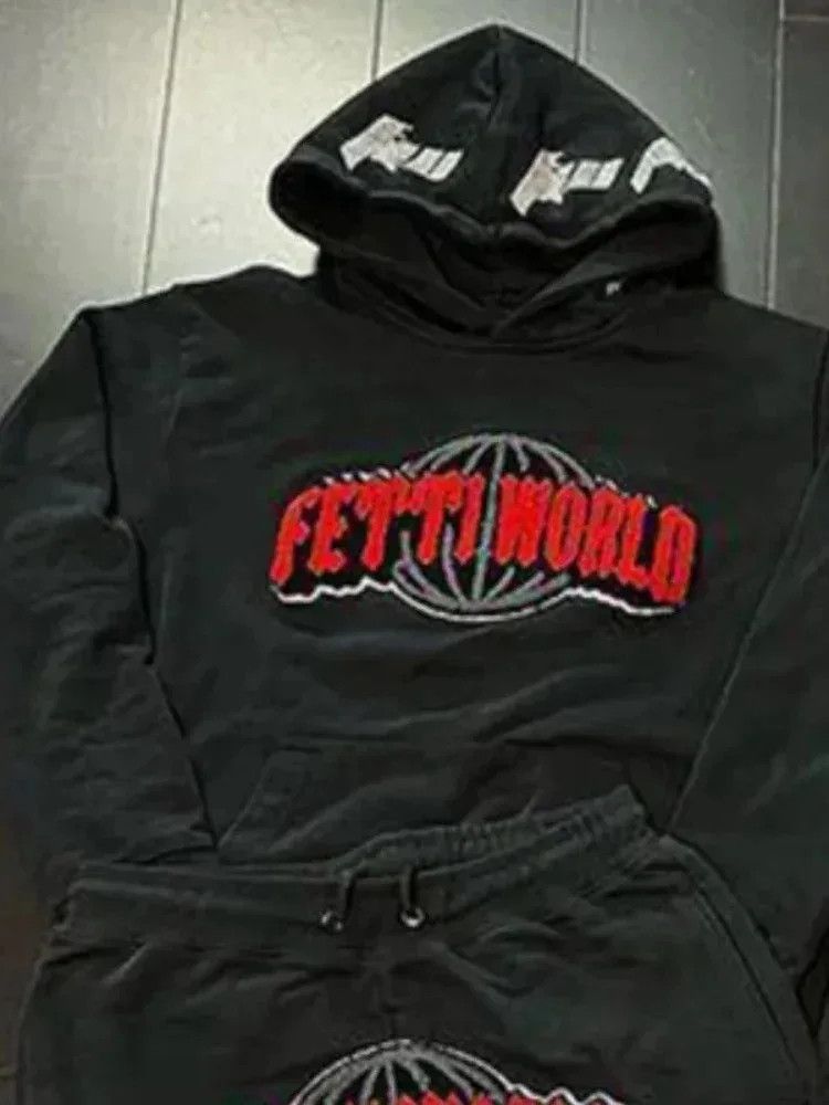 Streetwear Retro Flocking Y2K Clothing Street Punk Fetti World | Grailed
