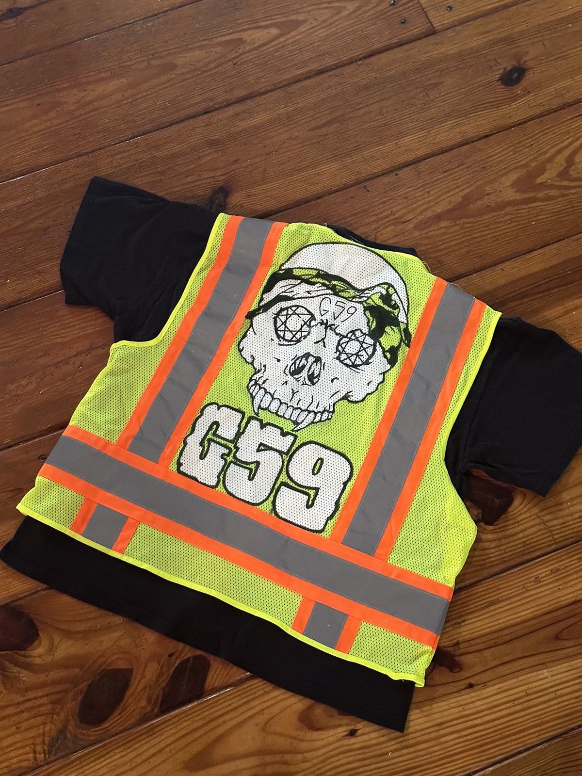 Custom *Custom Hand Painted/Drawn* G59 Skull Reflective Vest | Grailed