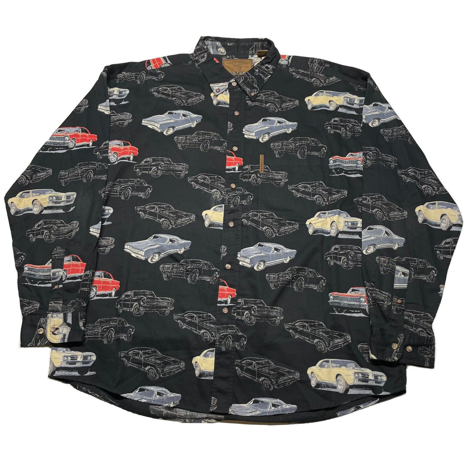 Vintage Vintage Hot Rod Button Up Shirt Mens 2XL Muscle Cars Graphic ...