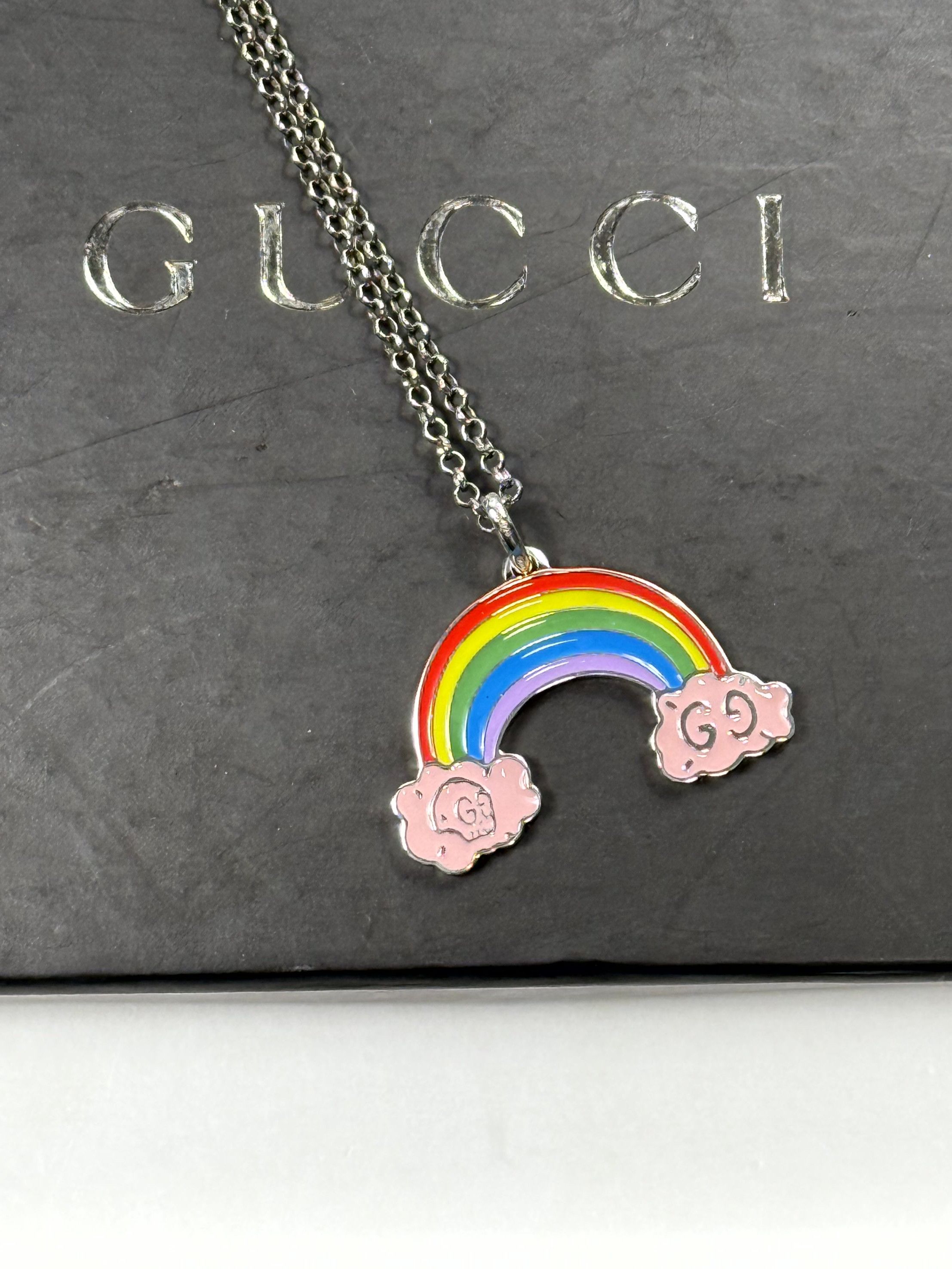 Gucci Gucci Ghost GG Monogram Rainbow Pendant Silver Necklace Grailed