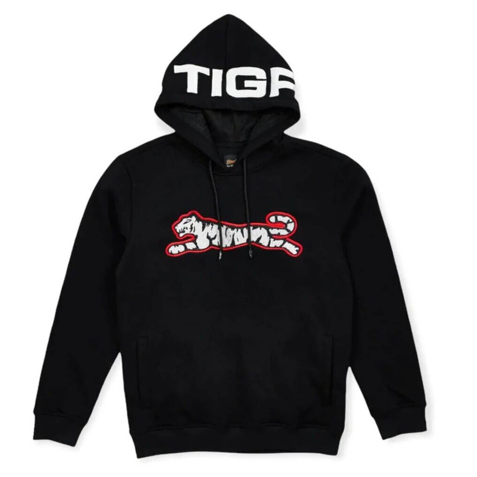 Le TIGRE Le Tigre Mens Chenille Embroidered Tiger Logo Hoodie - Black ...