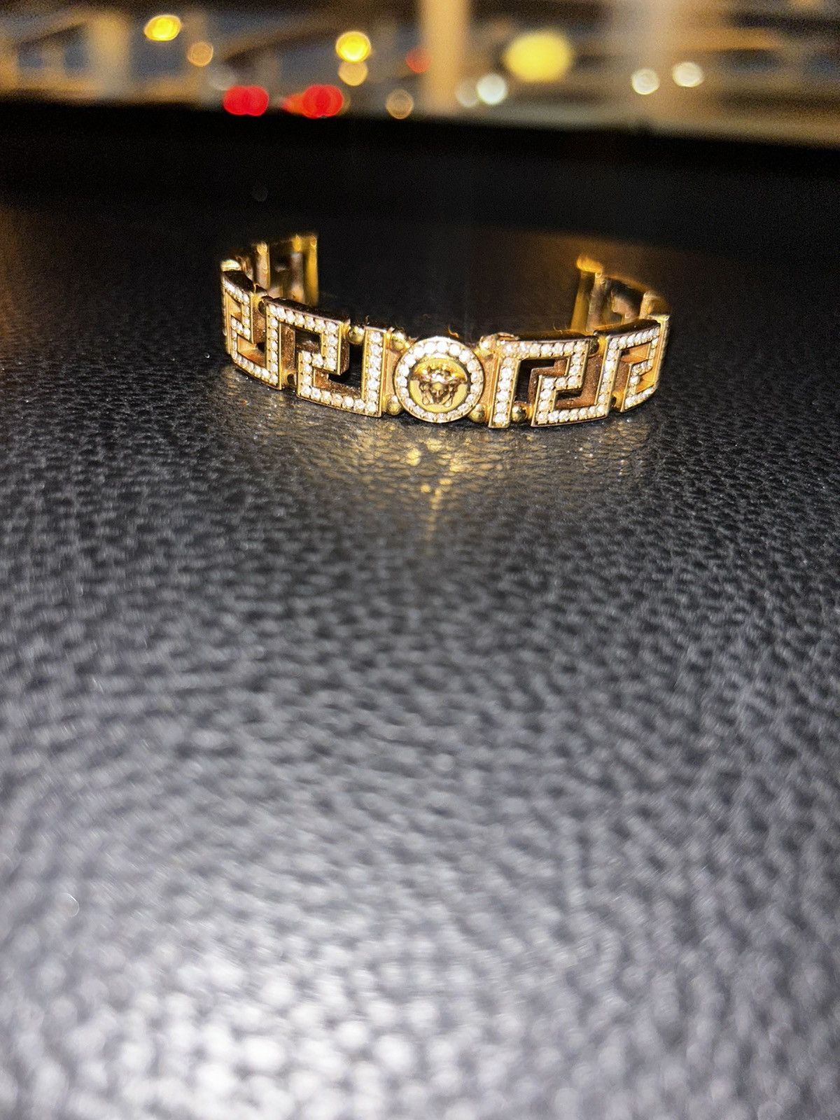 Versace CRYSTAL MEDUSA GRECA CUFF BRACELET | Grailed