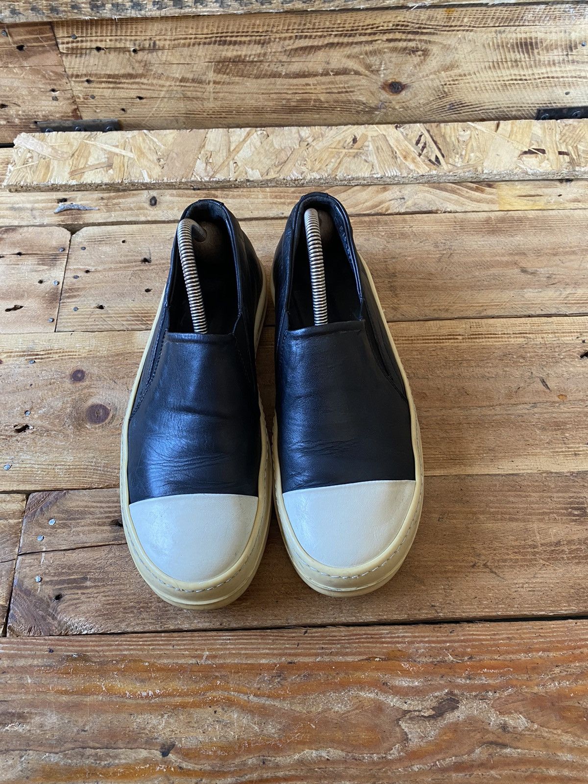 Rick Owens Rick owens mainline slip on boat leather lowtop sneakers ...