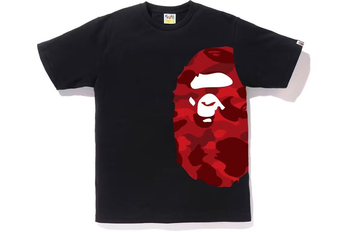 Bape BAPE Color Camo Side Big Ape Head Tee Black/Red | Grailed