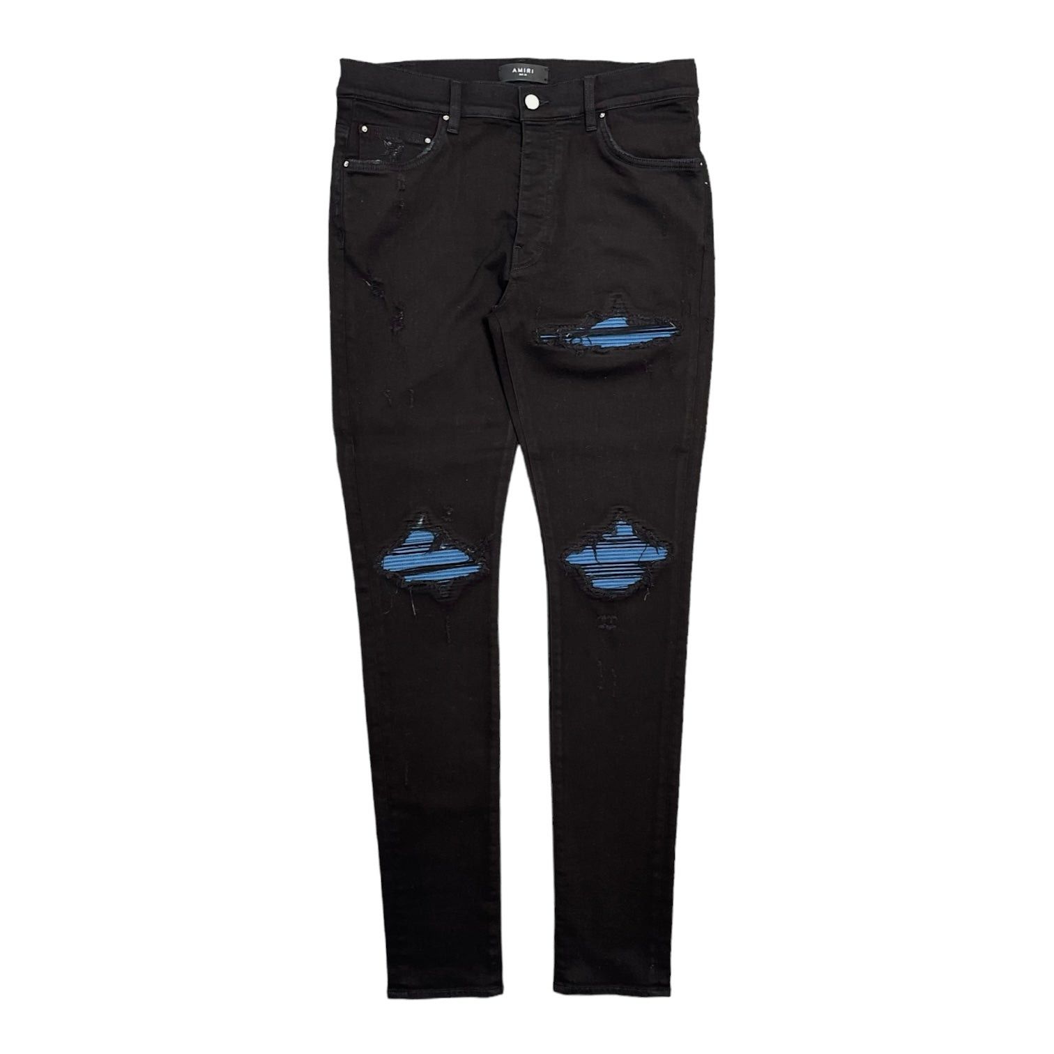 Amiri Amiri MX1 Blue Ultrasuede Patch Jeans Black OD | Grailed