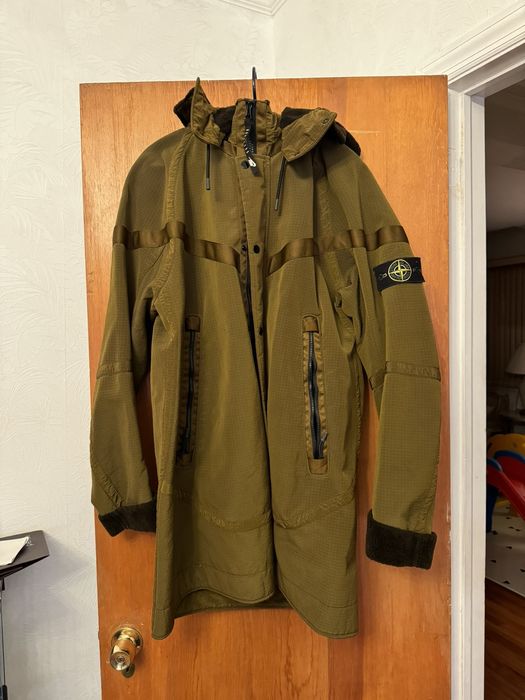 Nike Nike Lab x Stone Island Jacquard Grid Wool Fur Parka Green | Grailed