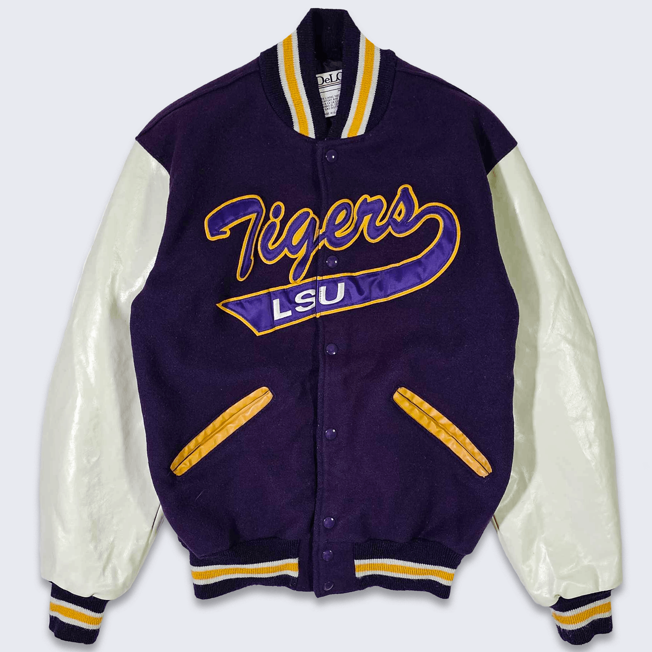 Delong × Vintage LSU Tigers Vintage 90s DeLong Varsity Jacket | Grailed