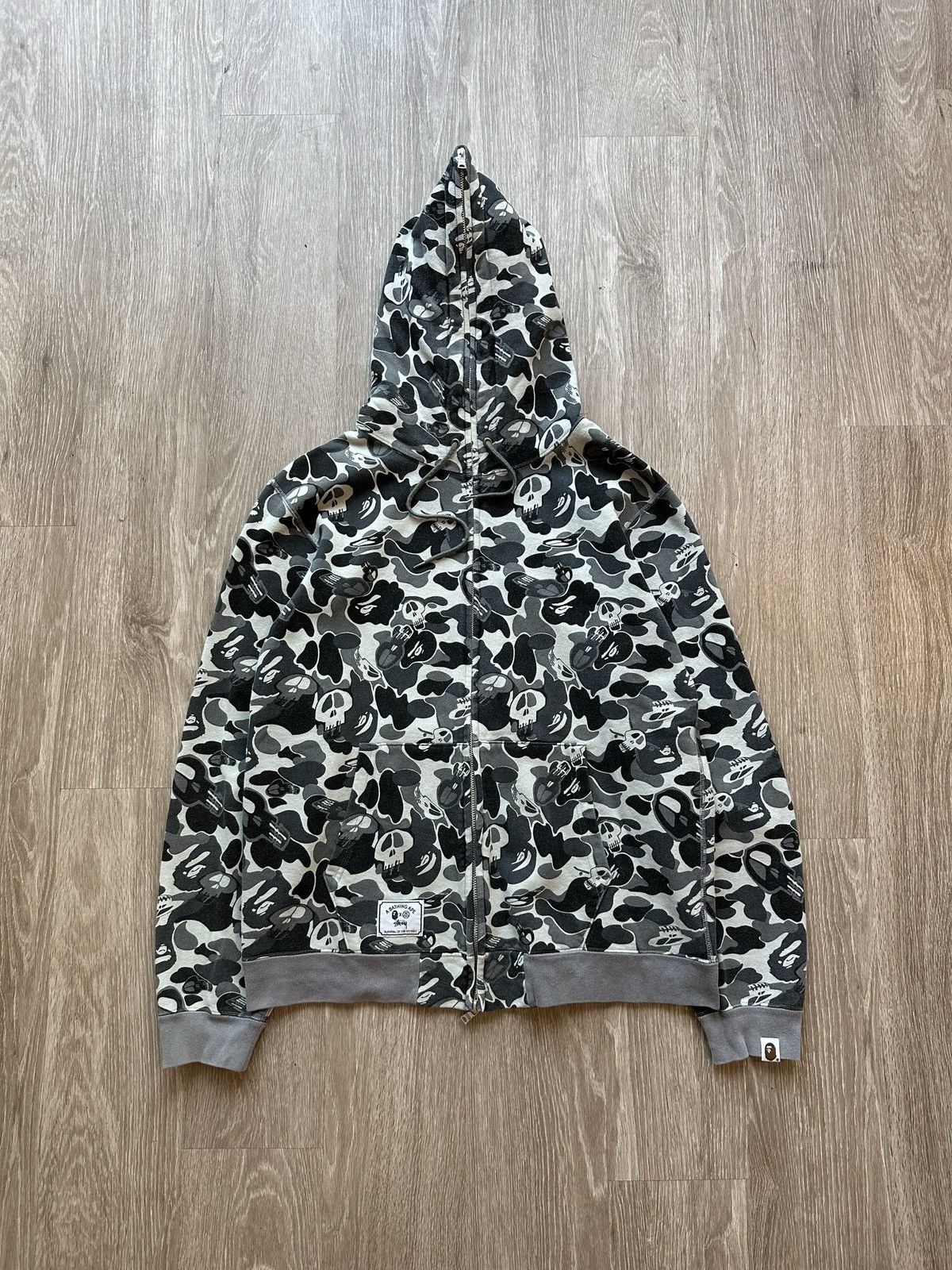 Bape Vintage Bape Stussy Full Zip Hoodie Jacket | Grailed