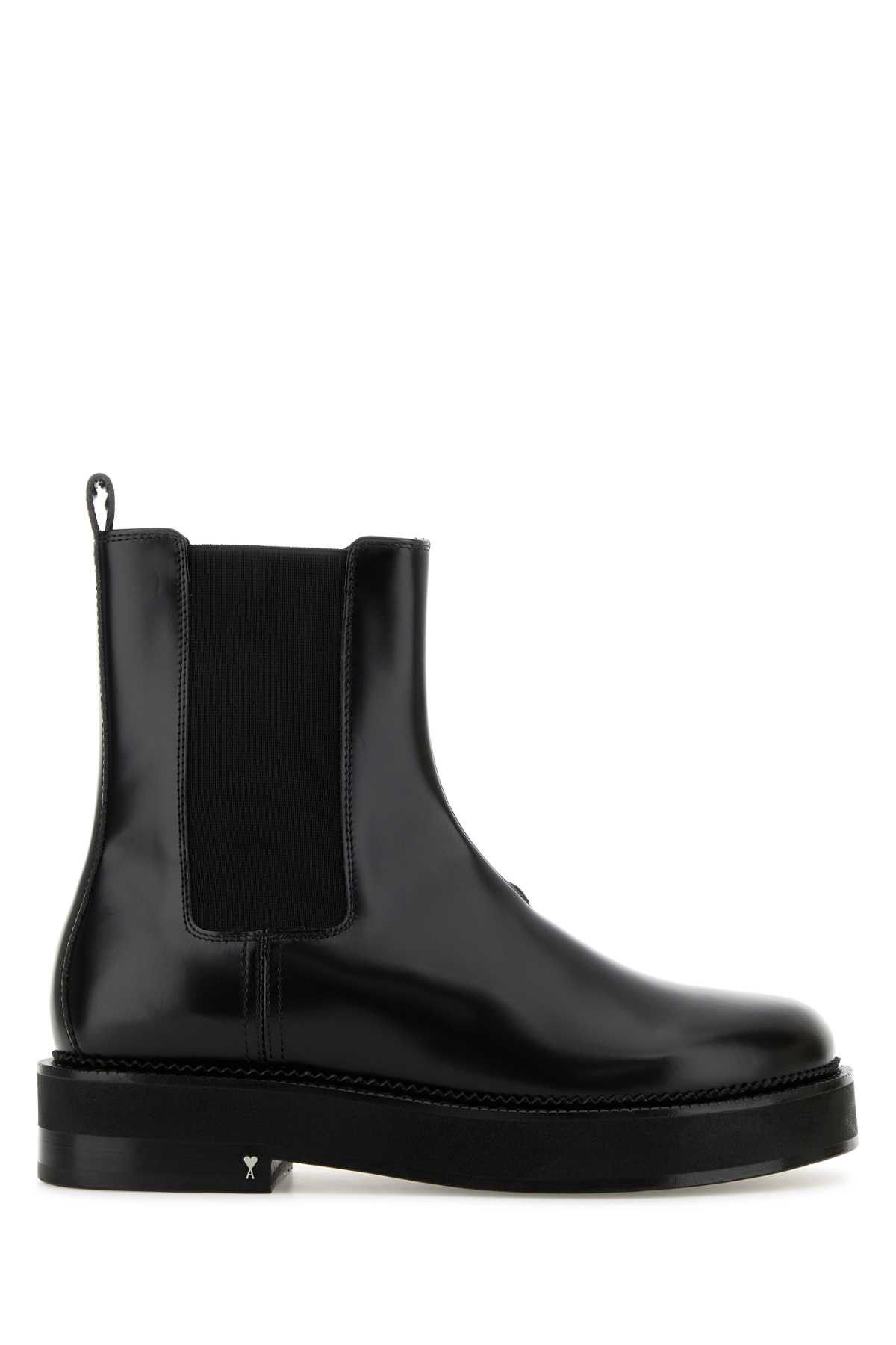 AMI Black Leather Ankle Boots | Grailed