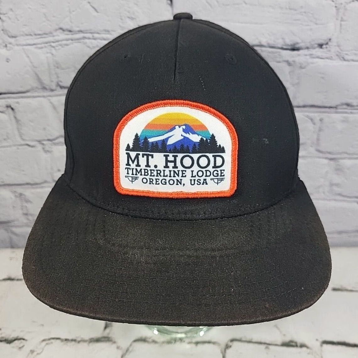 Vintage Mt Hood Oregon Mountain Embroidered Patch Black Mens Snapback ...